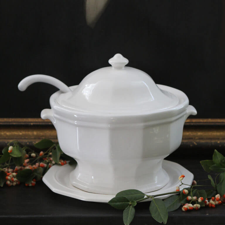 Heritage White Ironstone Tureen, Platter, & Ladle - Nora Murphy Country ...