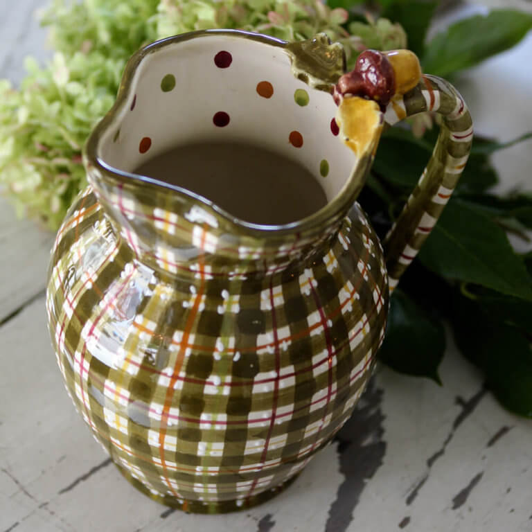 Hand Painted Autumn Tartan Pitcher - Nora Murphy Country House