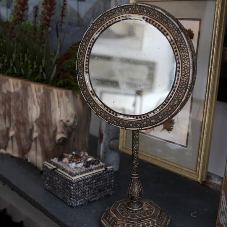 Moroccan Antique Mirror on Stand - Nora Murphy Country House