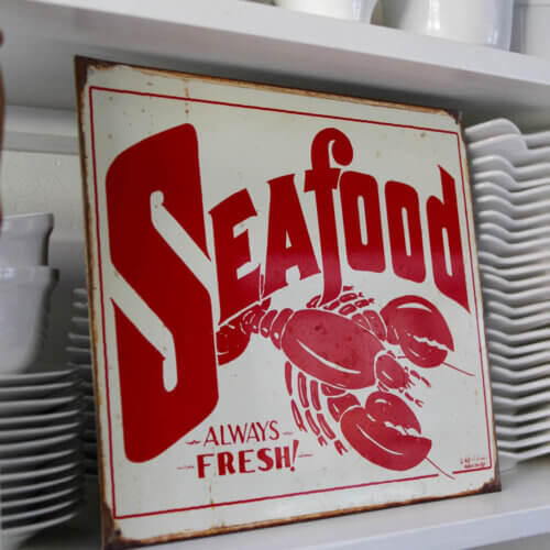 Antique Seafood Sign - Nora Murphy Country House