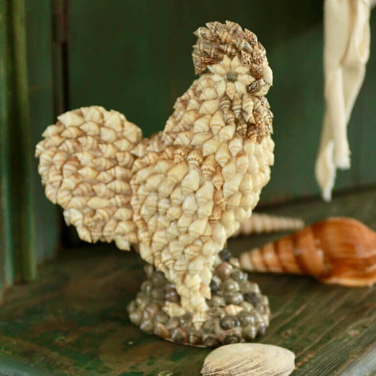 Vintage Seashell Rooster - Nora Murphy Country House