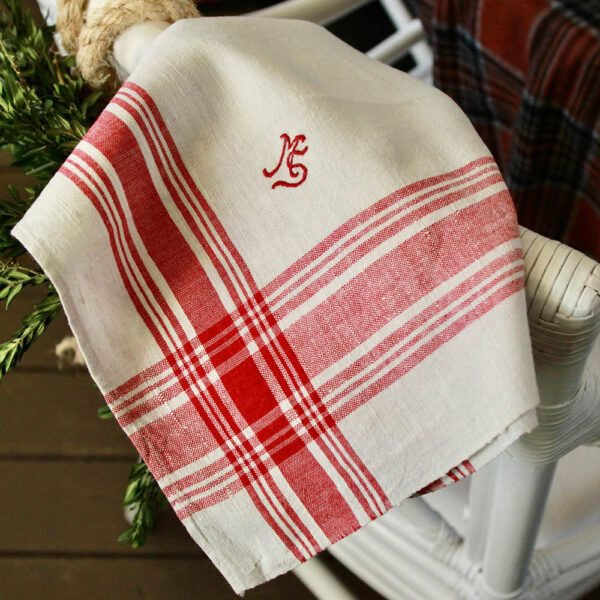 MS Monogrammed Vintage Kitchen Towel - Nora Murphy Country House