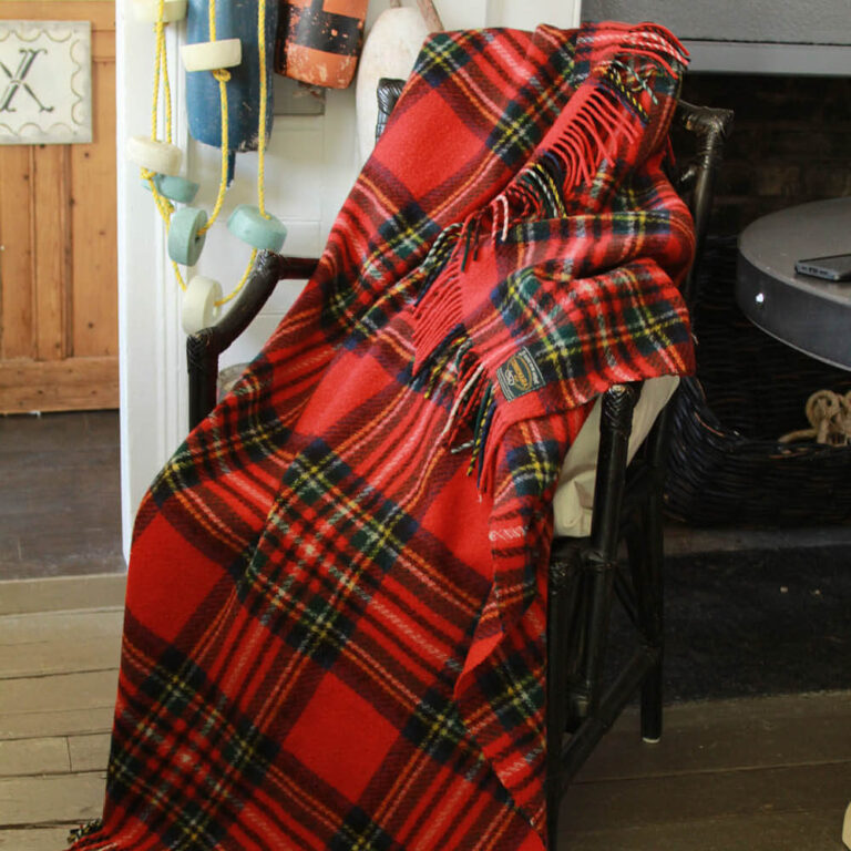 Vintage Irish Wool Tartan Throw Blanket - Nora Murphy Country House